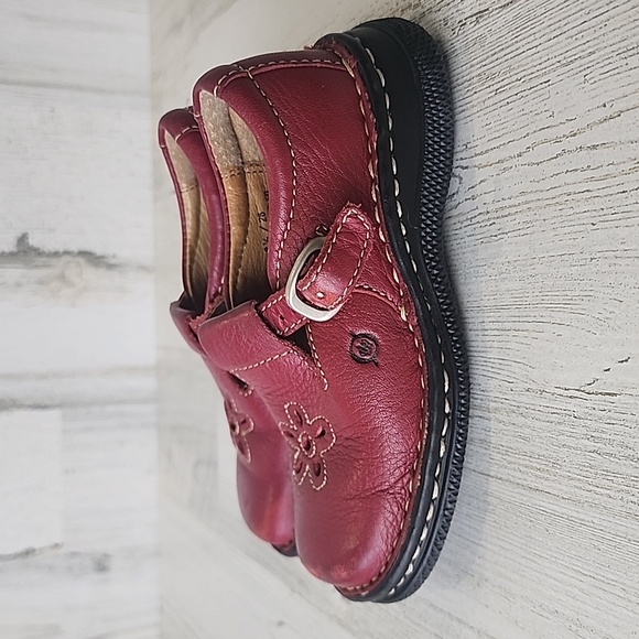 Born | Shoes | Born Red Leather Mary Janes Buckle Closure Floral Cutout ...
